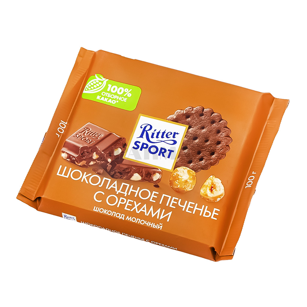 Chocolate bar "Ritter Sport" milk, hazelnut, cookie 100g