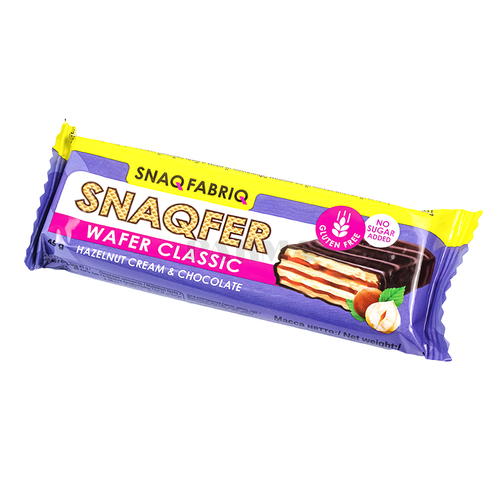 Վաֆլի «Snaq Fabriq Snaqfer» պնդուկ, շոկոլադ, առանց շաքար 45գ
