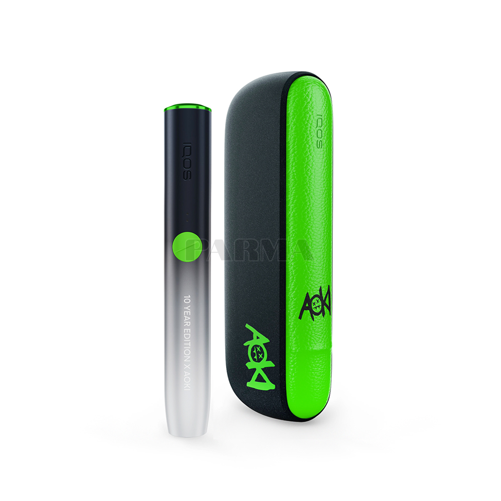 Tobacco heating system «IQOS Iluma Prime Steve Aoki» no burning, ash, smoke